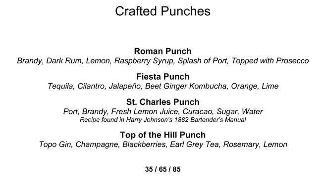 Menu at The Punch Room pub & bar, Charlotte