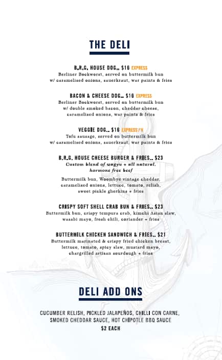 Menu at Brisbane River Grill restaurant, Pinkenba, After Security