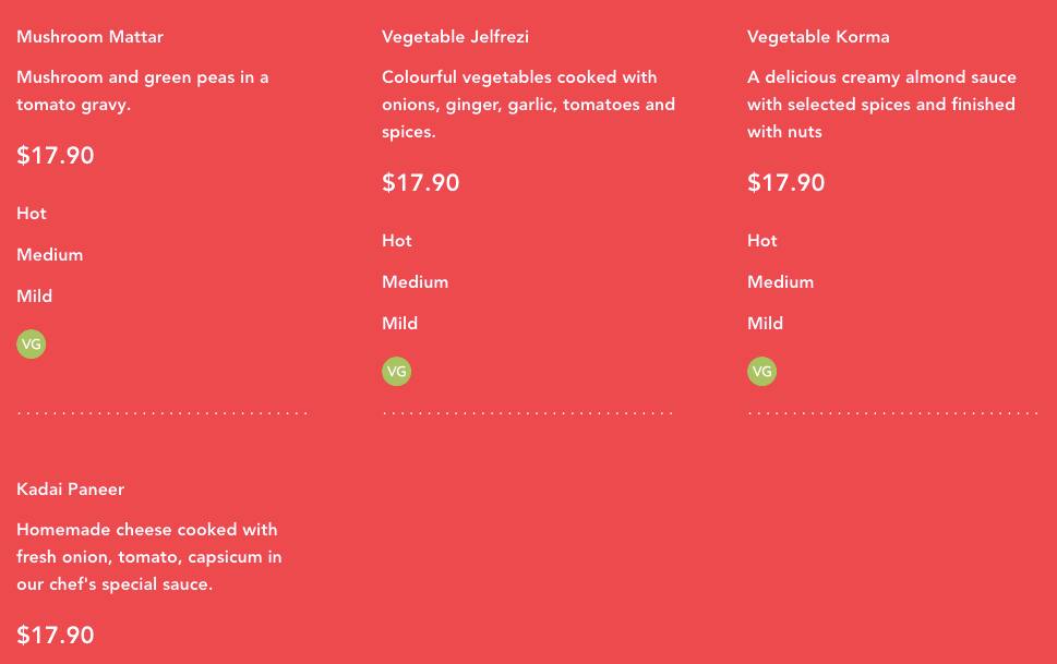 Menu at Maple Indian Gourmet restaurant, Woody Point