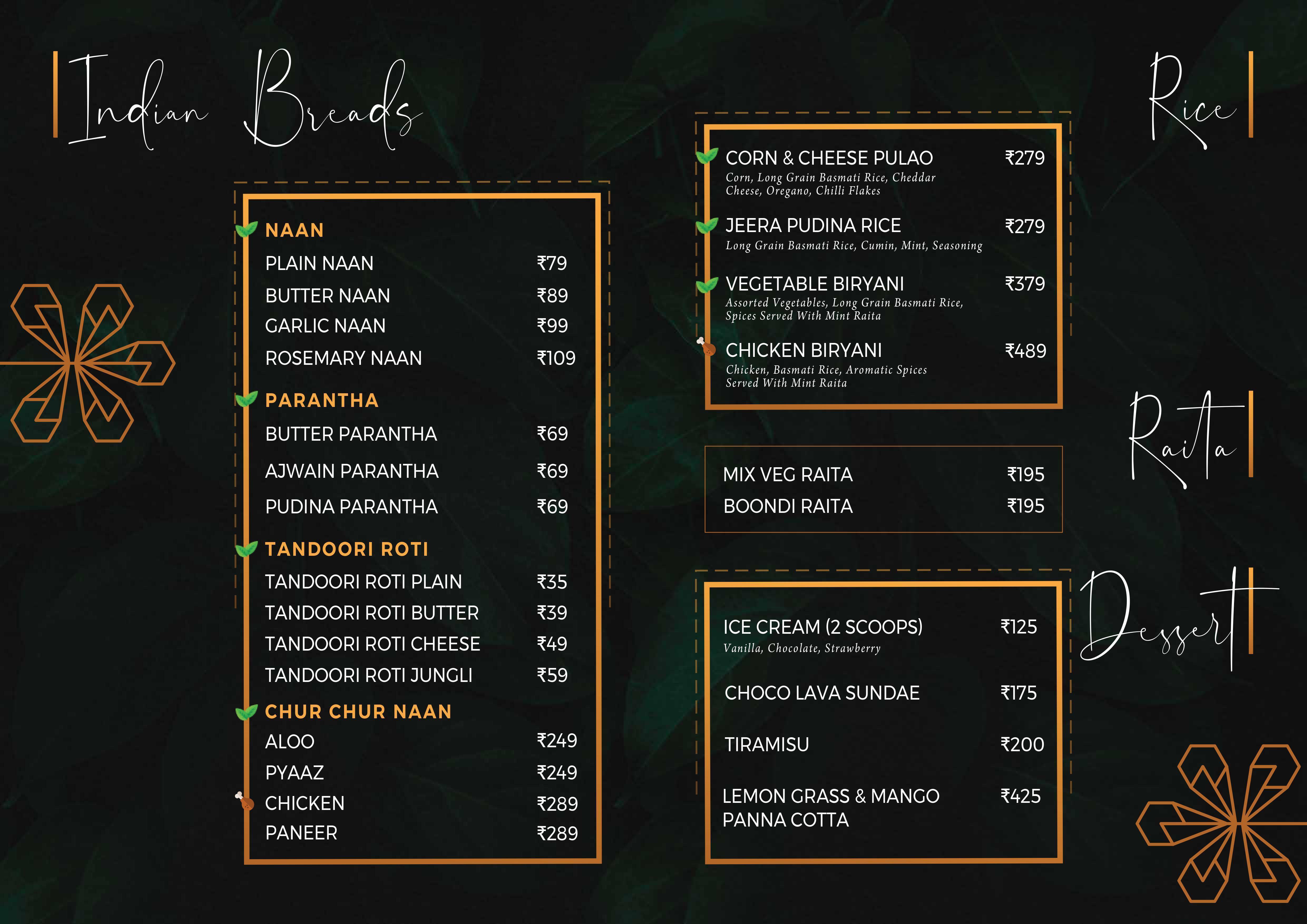 Menu at Stardust, Jaipur