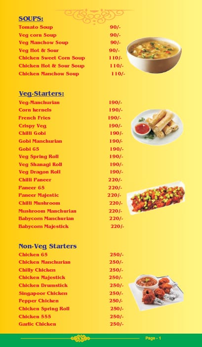 Menu of Chandra Restaurant, Kukatpally, Hyderabad