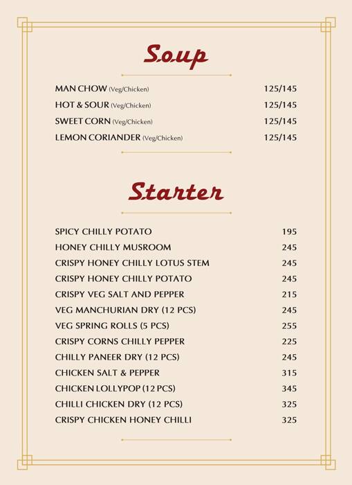 Menu at Chilli, Ghaziabad