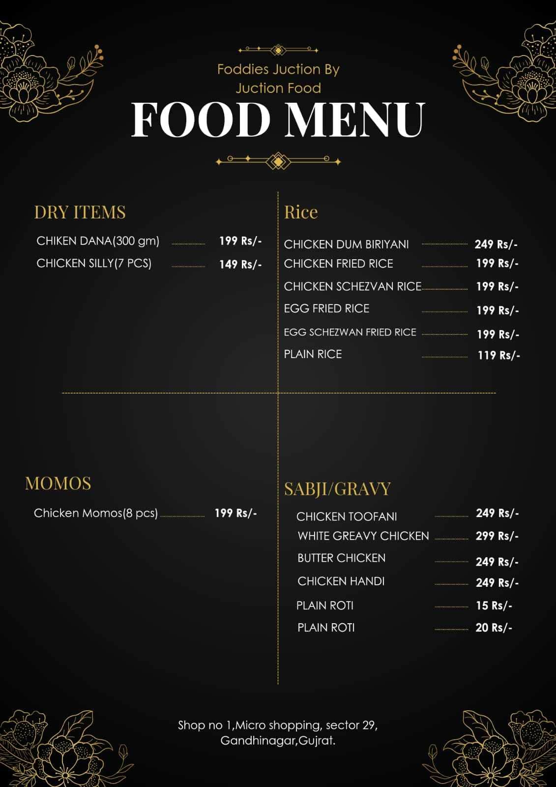 Menu of Foddies Juction By Juction Foods, Sector 21, Gandhinagar