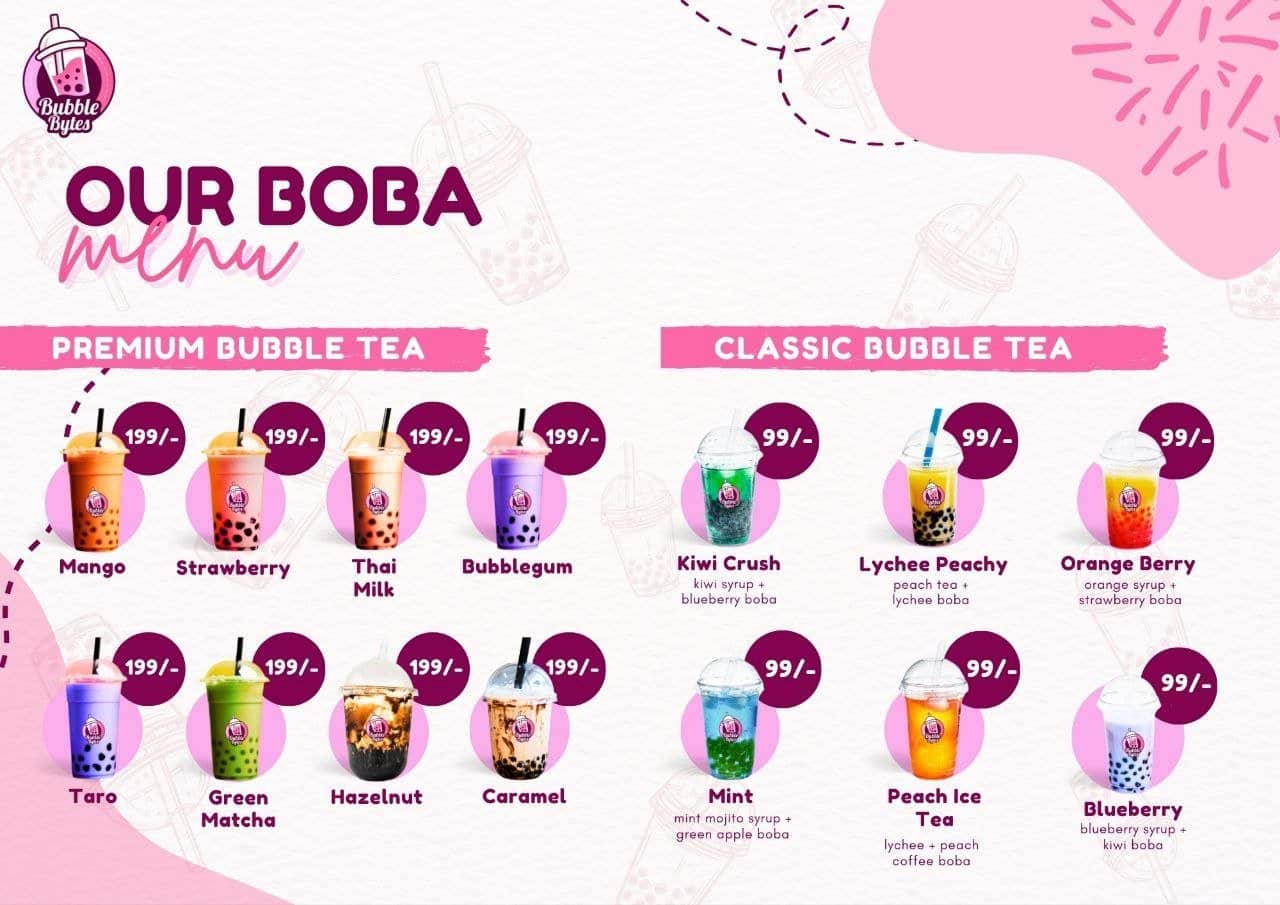 Menu of Bubble Bytes, Yakutpura, Vadodara
