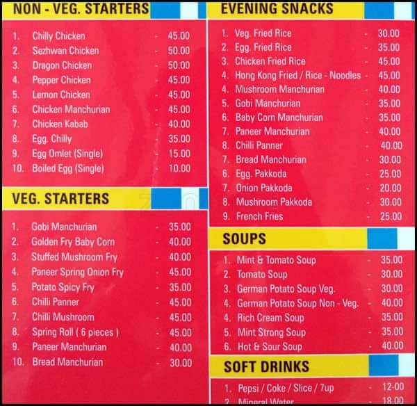 Menu at The Delish, Bengaluru, KGA Road