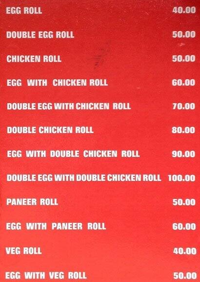 Menu at Kolkata Famous Kati Rolls, Bengaluru, Gemini IGATE