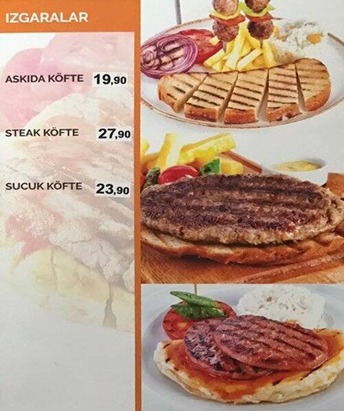 Menu at Çiçek Izgara, Istanbul, Şebboy Sok.