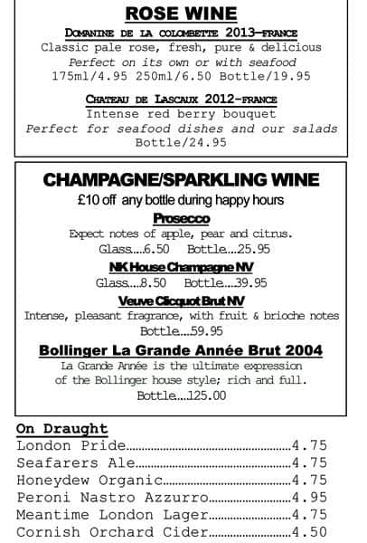 Menu at Natural Kitchen restaurant, London, 55 Baker St