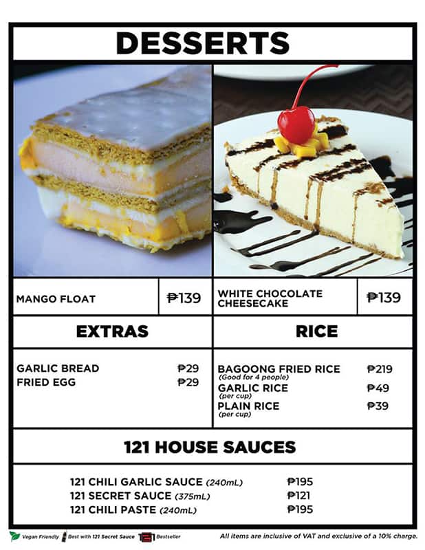 Menu at 121 Restaurant (Eastwood, Quezon City), Quezon City