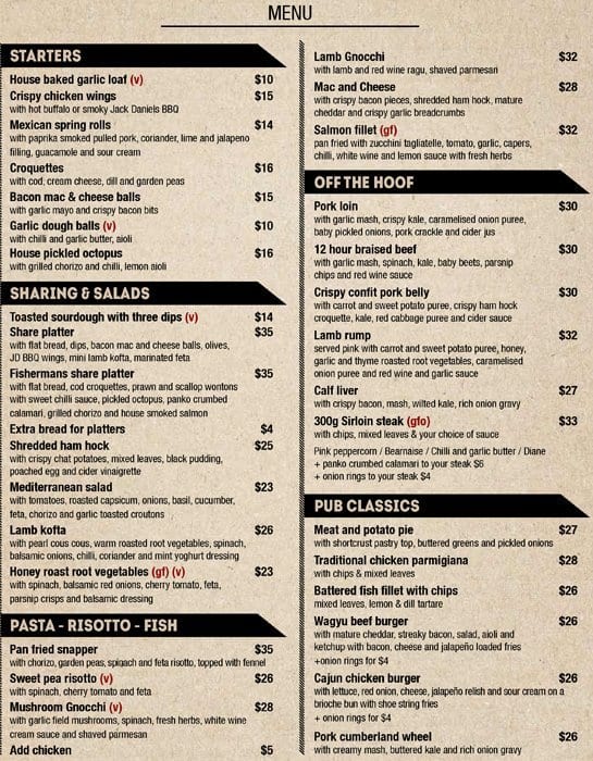 Menu at The Woodvale Tavern pub & bar, Woodvale