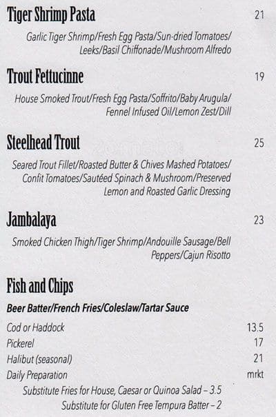Menu at Lapointe Fish Restaurant, Ottawa, 55 York St