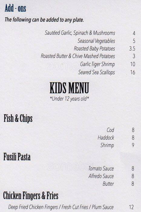 Menu at Lapointe Fish Restaurant, Ottawa, 55 York St