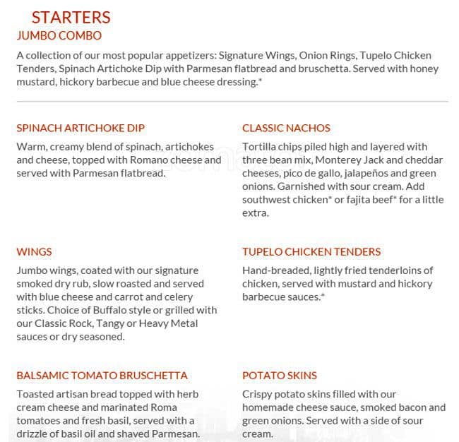 Hard Rock Cafe Menu, Menu for Hard Rock Cafe, Downtown, Atlanta ...