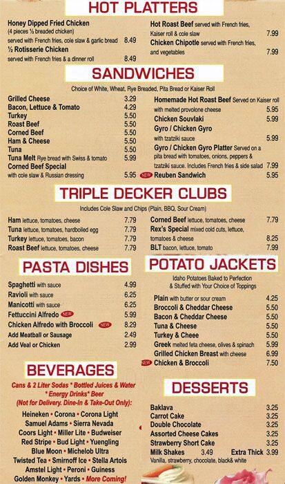 Menu at Rex Pizza & Beer pub & bar, Philadelphia