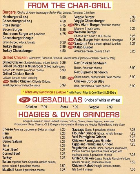 Menu at Rex Pizza & Beer pub & bar, Philadelphia