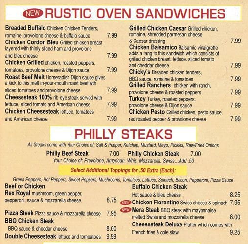 Menu at Rex Pizza & Beer pub & bar, Philadelphia