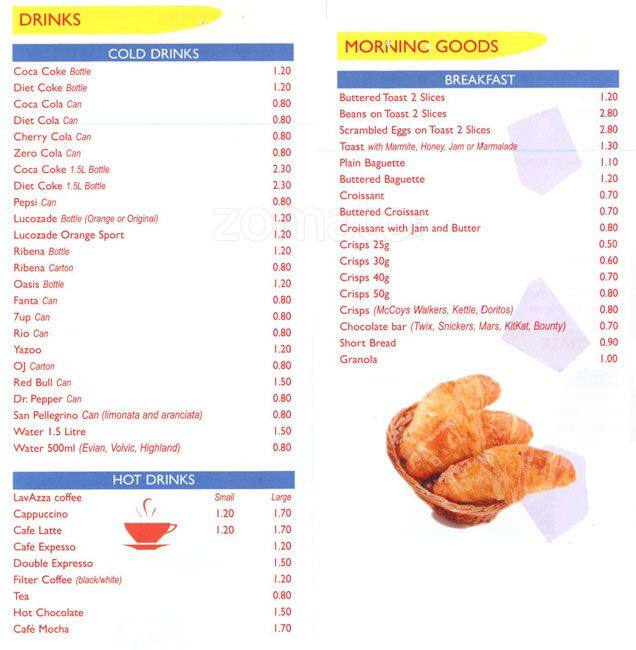 Menu at Pucka Tucka cafe, Watford