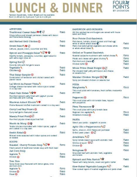 Menu at The Eatery - Four Points by Sheraton, Kochi