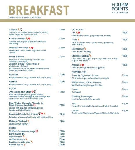 Menu at The Eatery - Four Points by Sheraton, Kochi