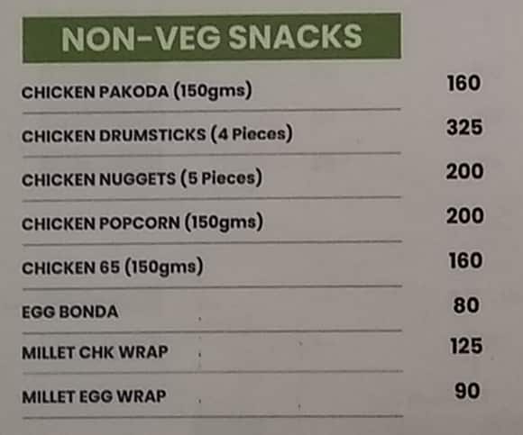 Menu at Millet Marvels, Hyderabad, Kapil Towers