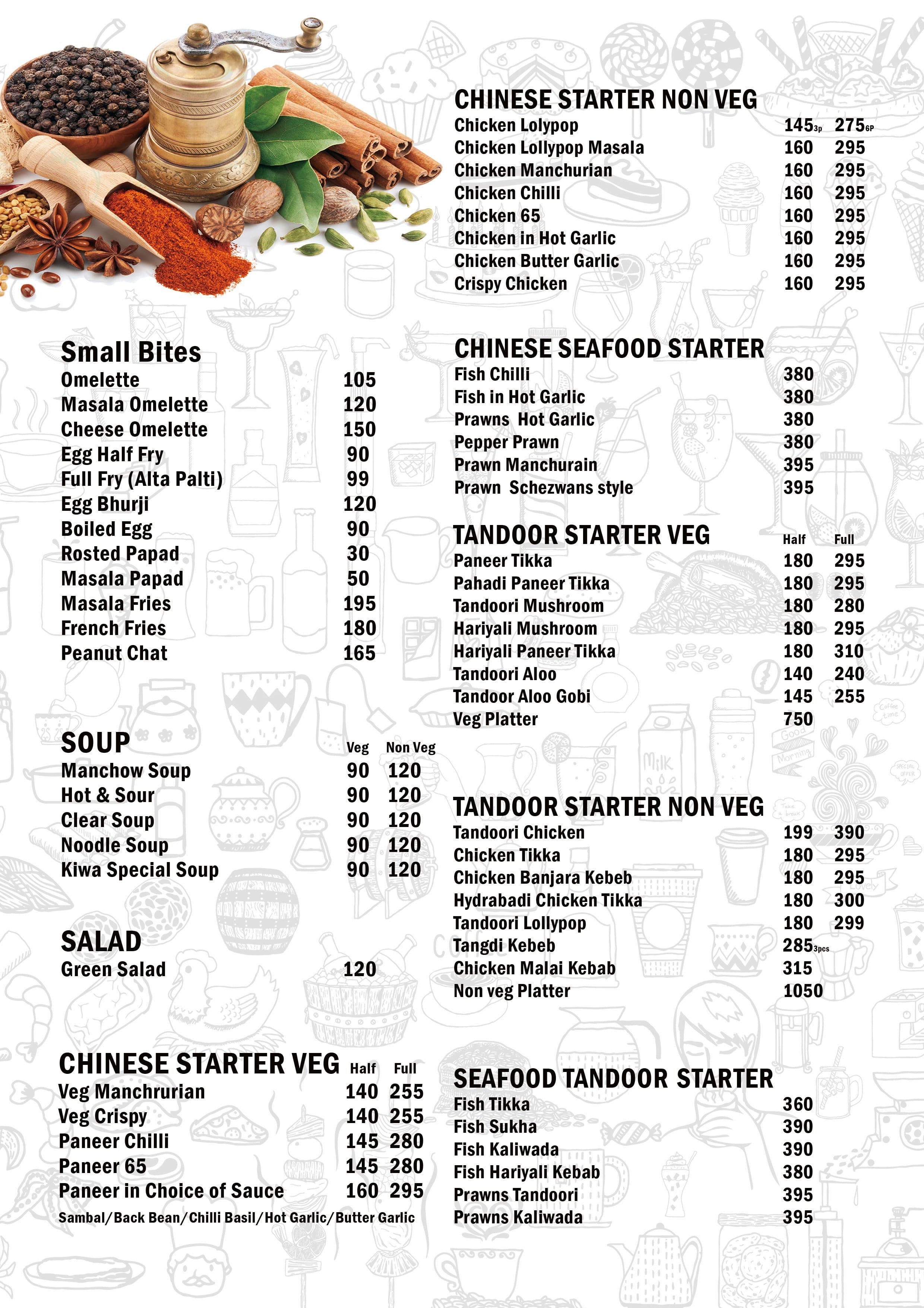 Menu of Kiwa Restaurant & Bar, Kharadi, Pune