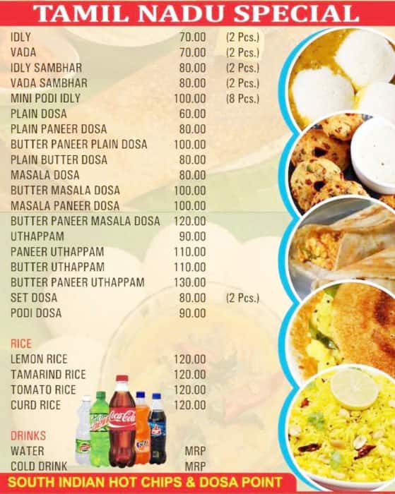 Menu at South Indian Dosa Point Jankipuram, Lucknow