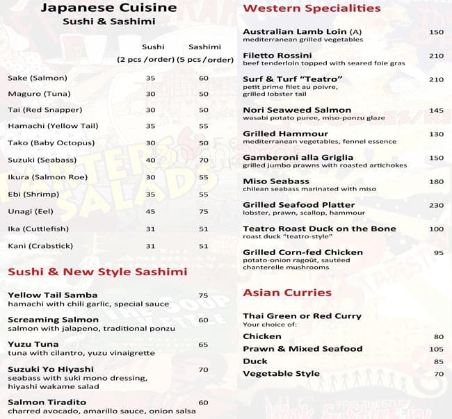 Teatro Menu, Menu for Teatro, Khalifa Park Area, Abu Dhabi - Zomato