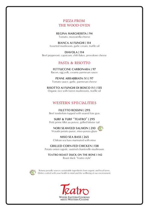 Menu at Teatro - Fine Dining Restaurant, Abu Dhabi, Park Rotana Al ...
