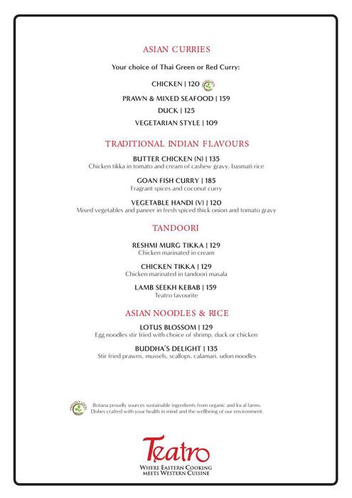 Menu at Teatro - Fine Dining Restaurant, Abu Dhabi, Park Rotana Al ...