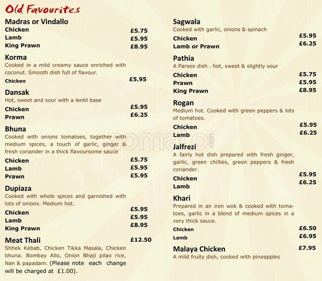 Menu at Masala Nepalese & Indian Cuisine restaurant, London