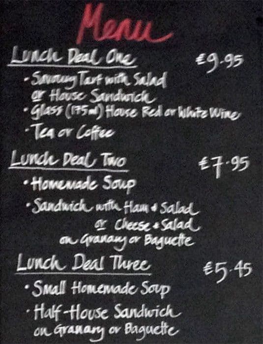 Menu at Glass & Thompson cafe, Edinburgh