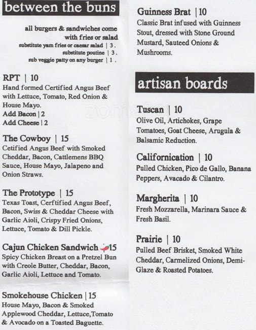 Menu at Rocky Point Taphouse pub & bar, Port Moody, St. Johns Street