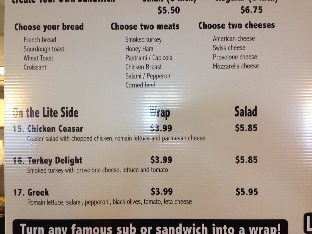 Menu at DG's Deli, Las Cruces