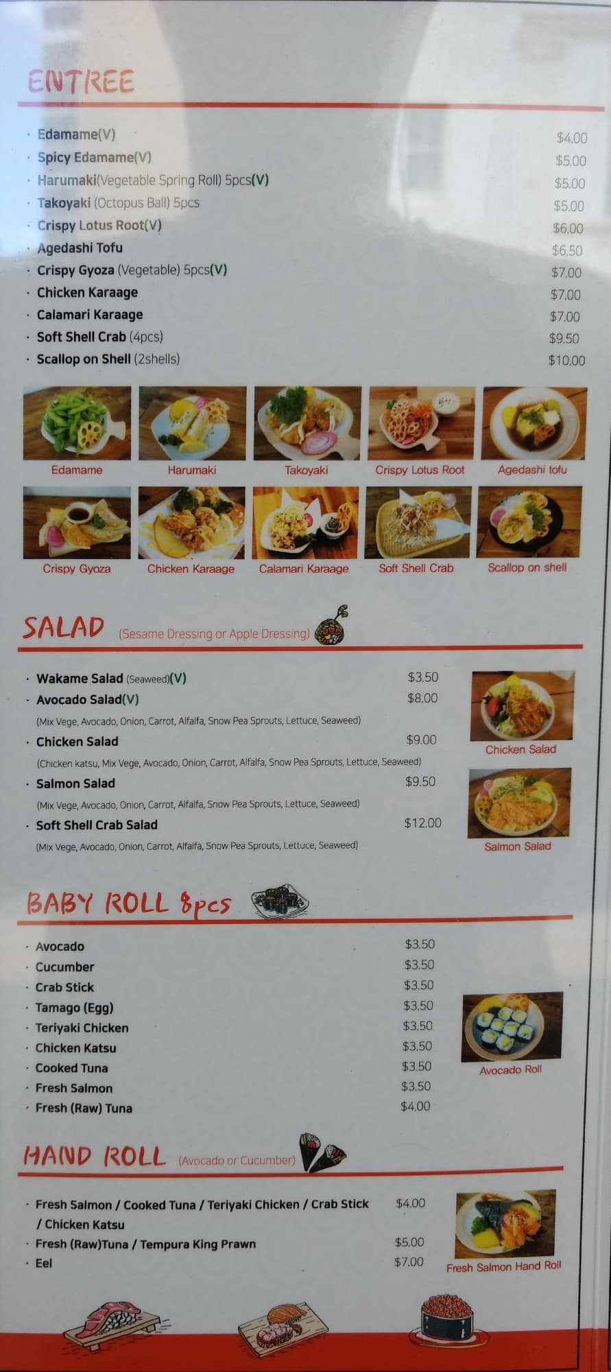 Menu at Alpha sushi restaurant, Parramatta