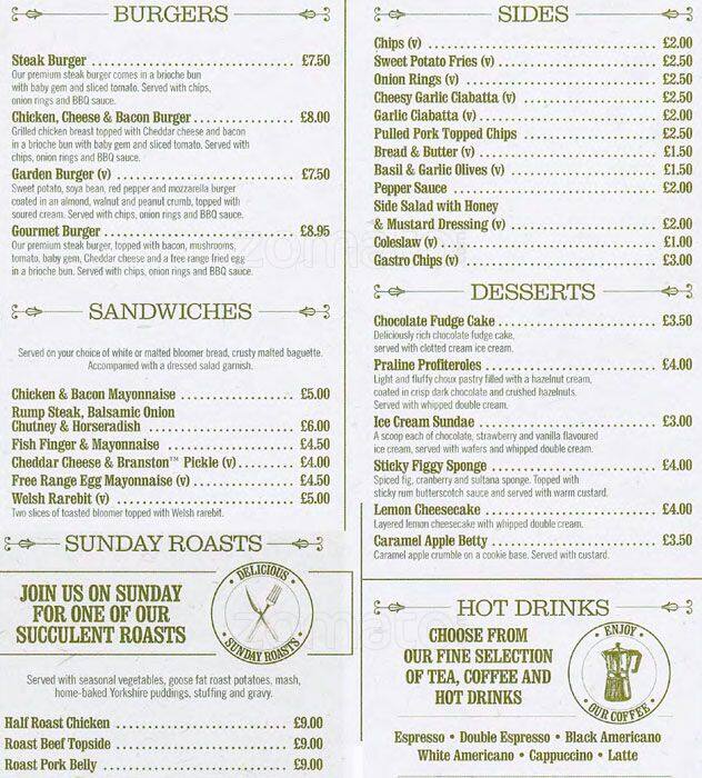 Menu at The Elm Tree pub & bar, Beckenham