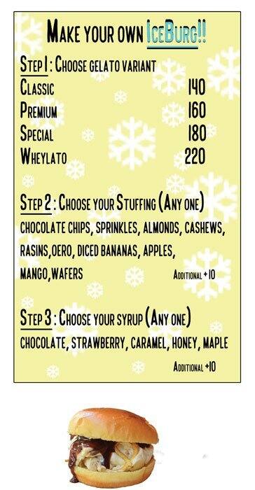 Menu at Sweet Talk Gelato Cafe, Chennai