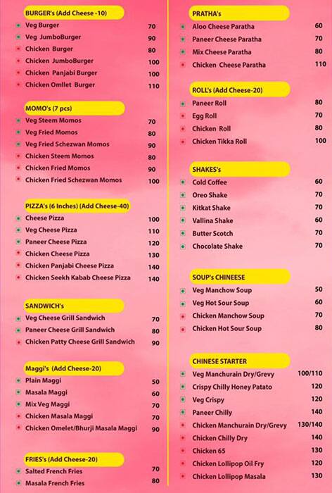 Menu at Puneri55, Pune