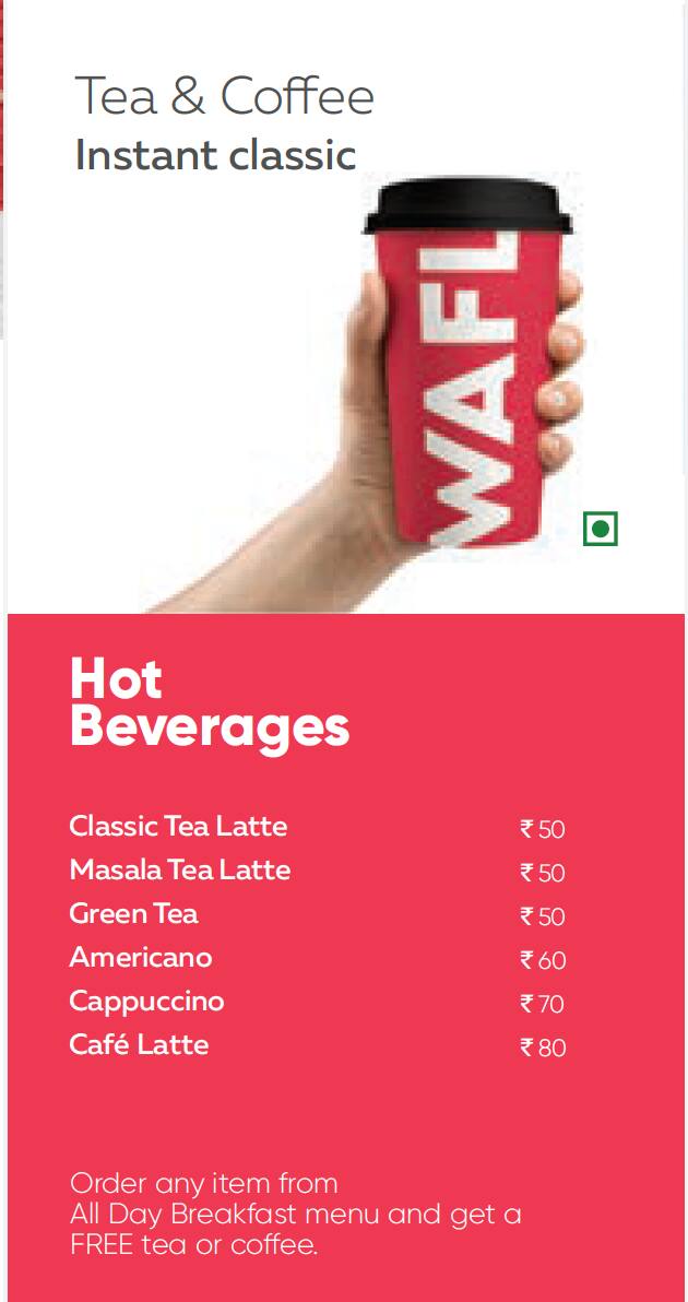 Menu at Wafl Cafe, Patna