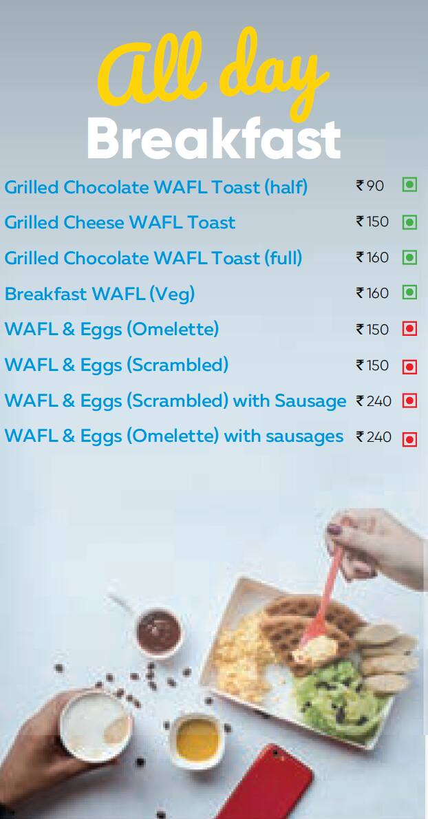 Menu at Wafl Cafe, Patna