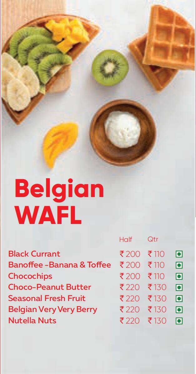 Menu at Wafl Cafe, Patna