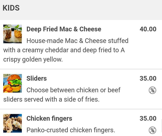 Menu at Kingston 21 restaurant, Abu Dhabi