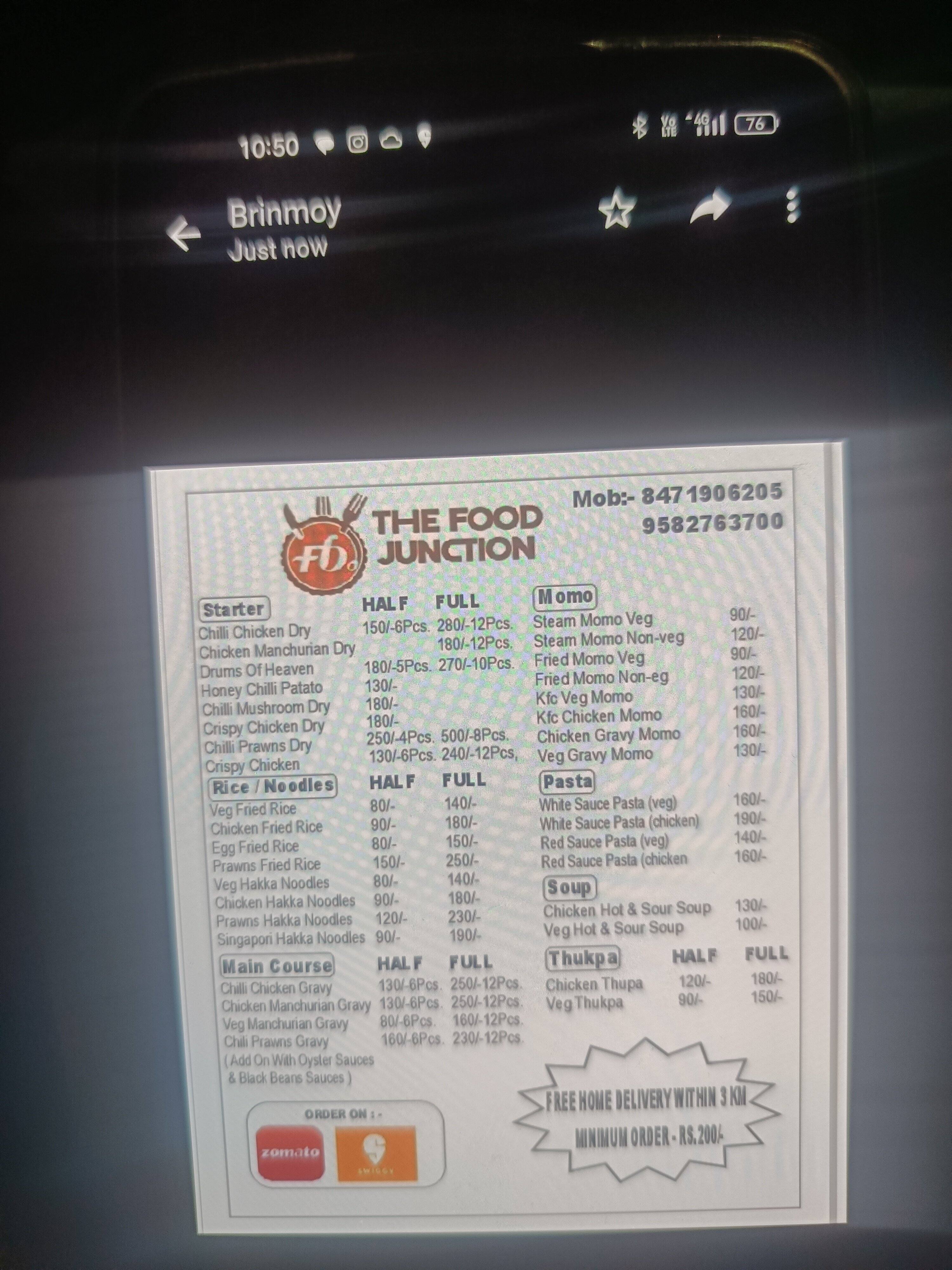 Menu of The Food Junction, Saket, New Delhi
