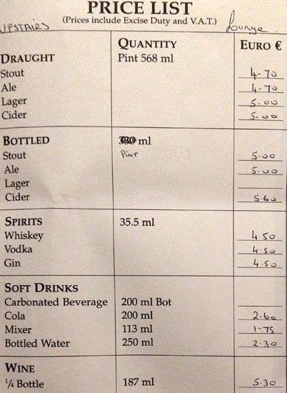 Menu at The Attic Bar, Swords