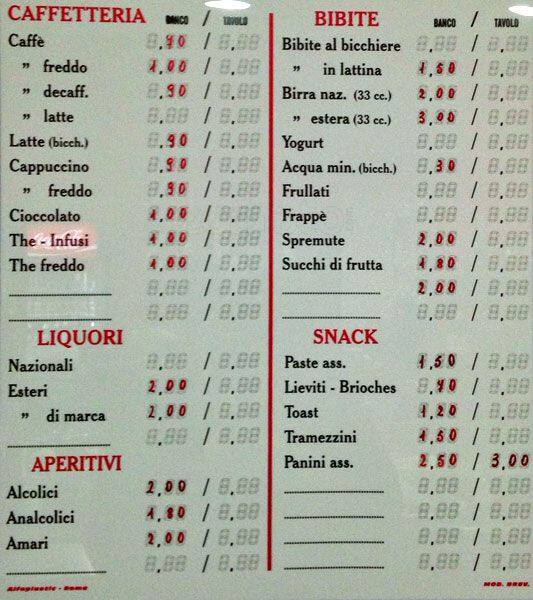 Menu da Mimi & Cocò pub & bar, Roma, Via dei Monti di Primavalle