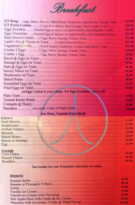 Menu at Golden Tower Restaurant, Melbourne