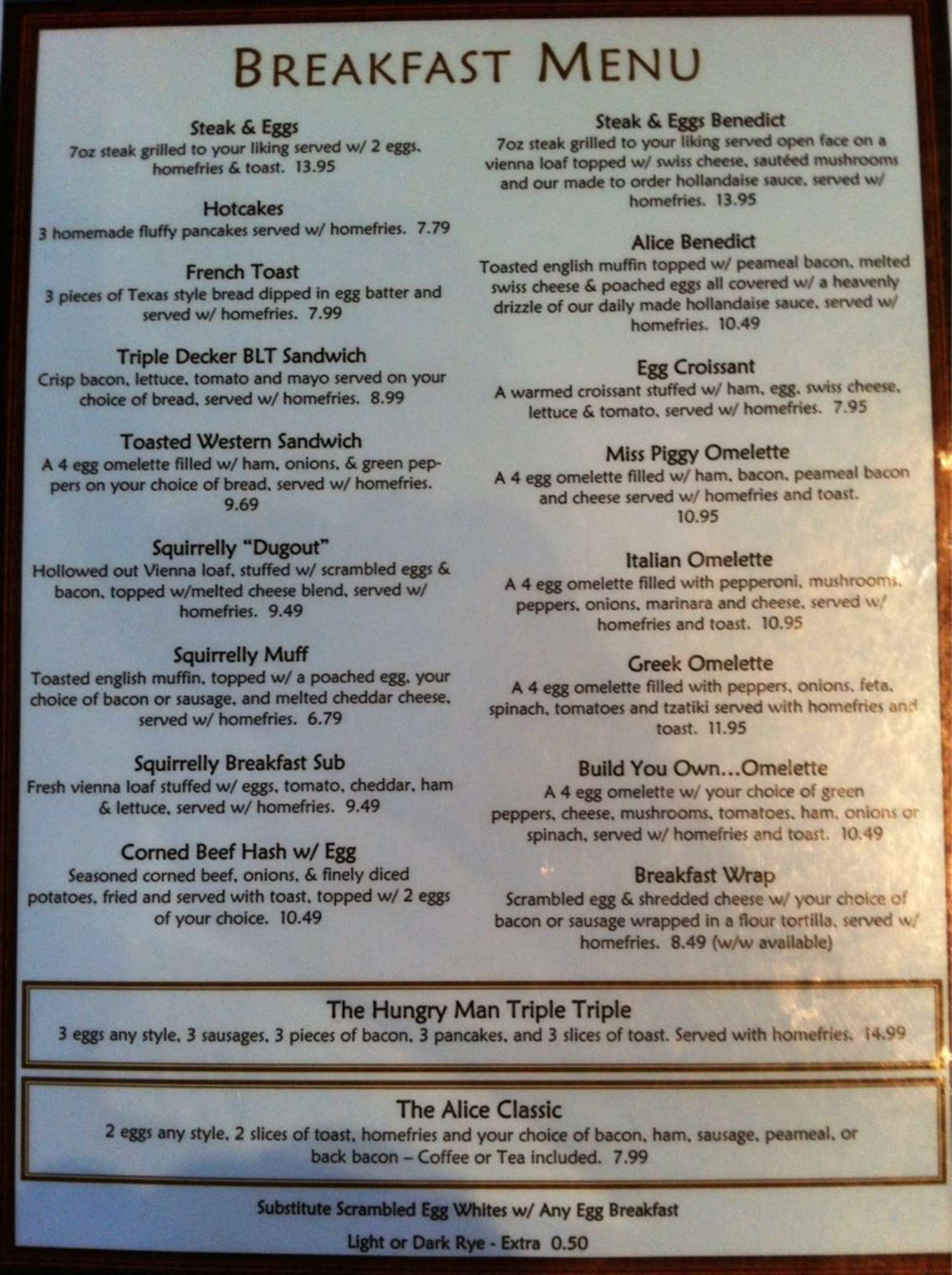 Menu at Squirrel Tooth Alice's pub & bar, Guelph