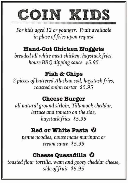 Menu at Copper Coin pub & bar, Seattle