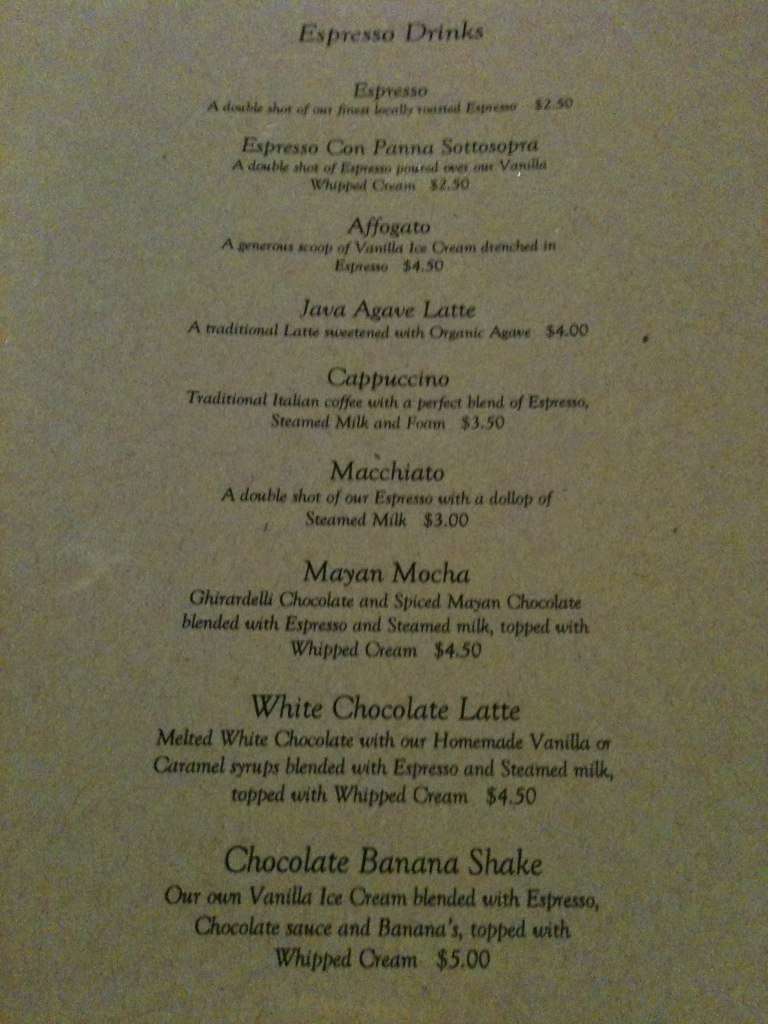 Java Station Menu, Menu for Java Station, Upper State Street, Santa ...