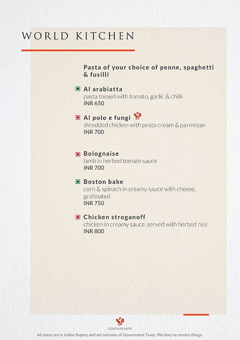 Menu at Flavours Curated By ITC Grand Chola, Chennai
