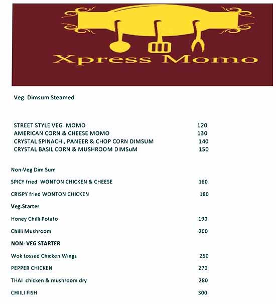 Menu of Xpress Momo, 4 Bungalows, Mumbai